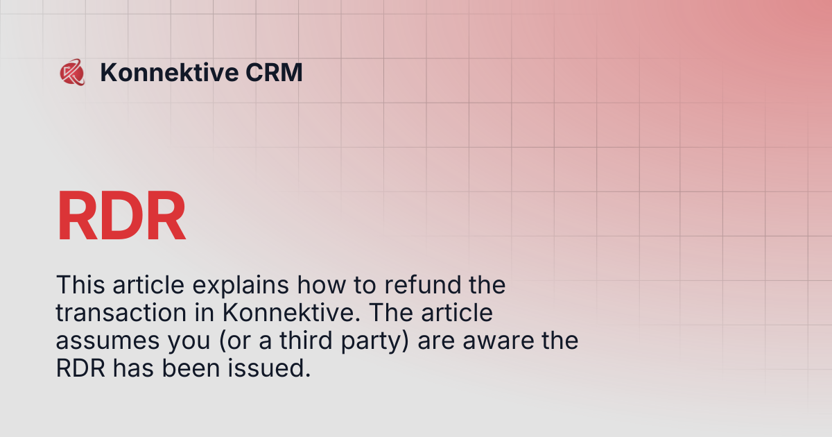 RDR | Konnektive CRM